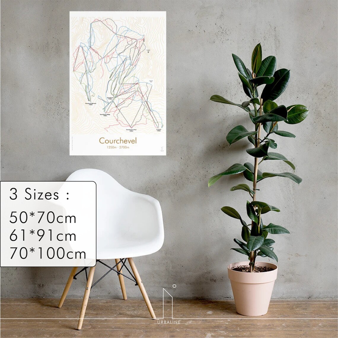 Courchevel Poster, French Alps | Topographic Map of Ski Resort ...