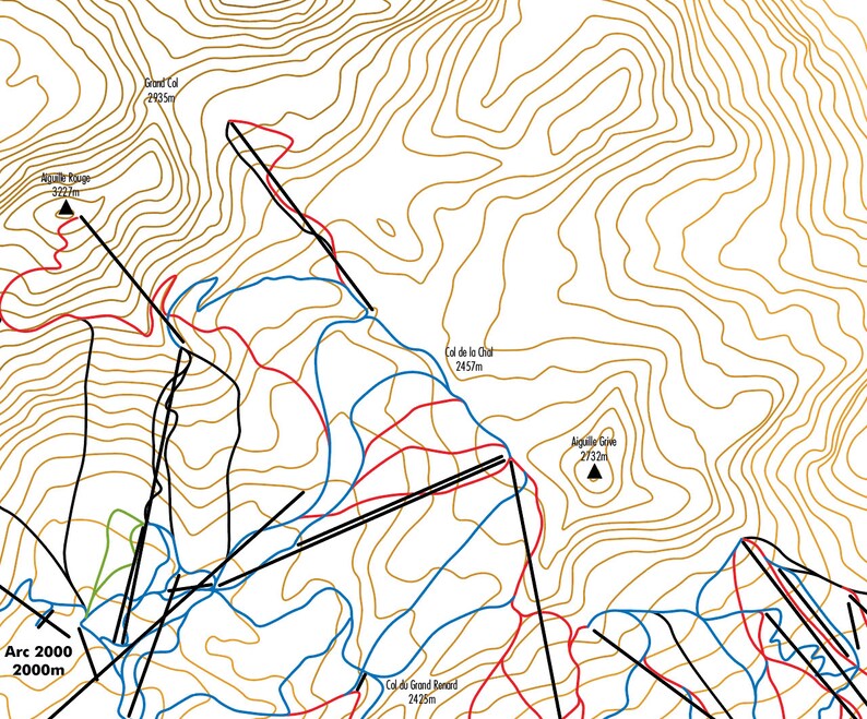 Les Arcs Ski Resort Map Minimalist Poster, Paradiski, French Alps ...