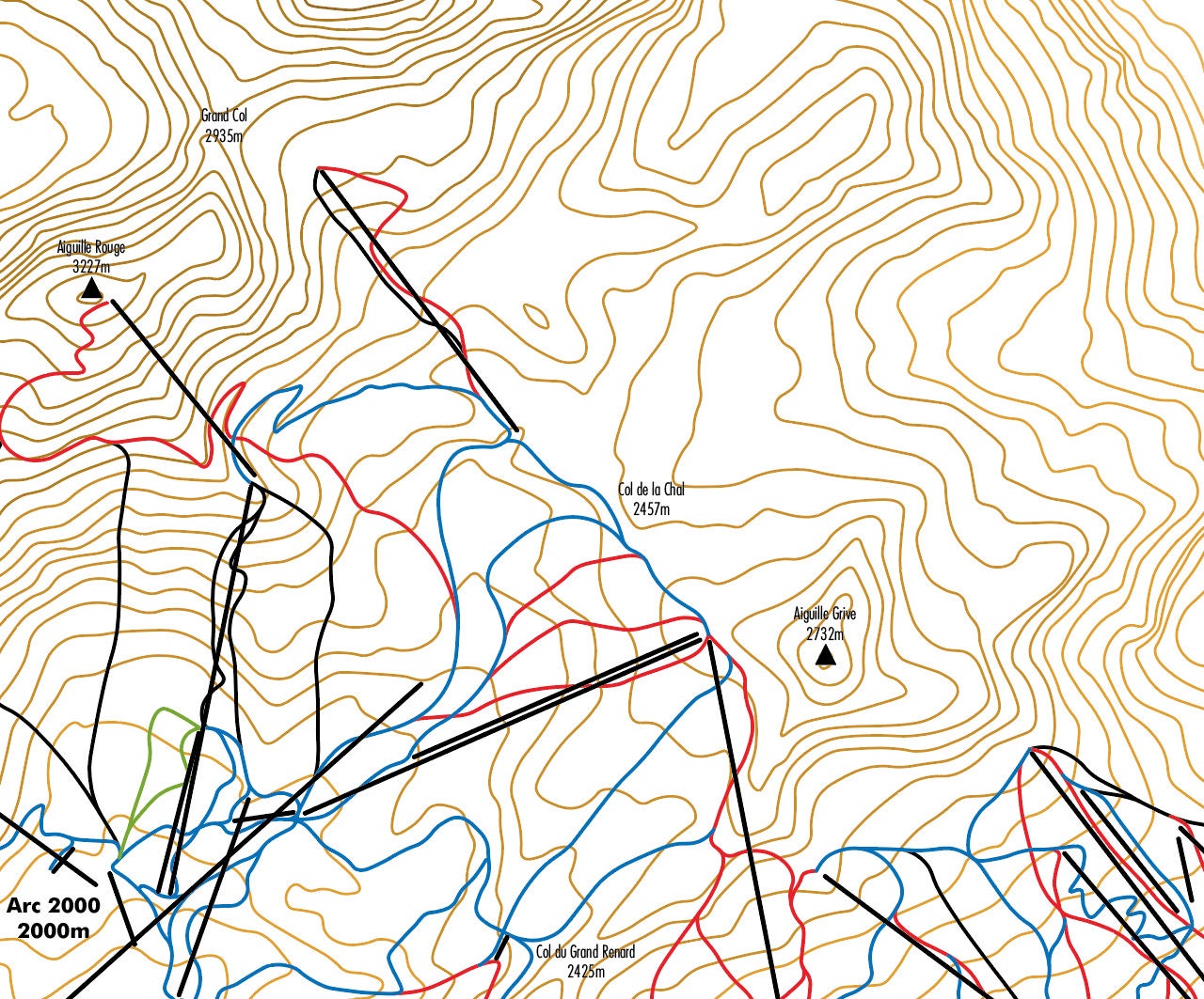 Les Arcs Ski Resort Map Minimalist Poster, Paradiski, French Alps ...