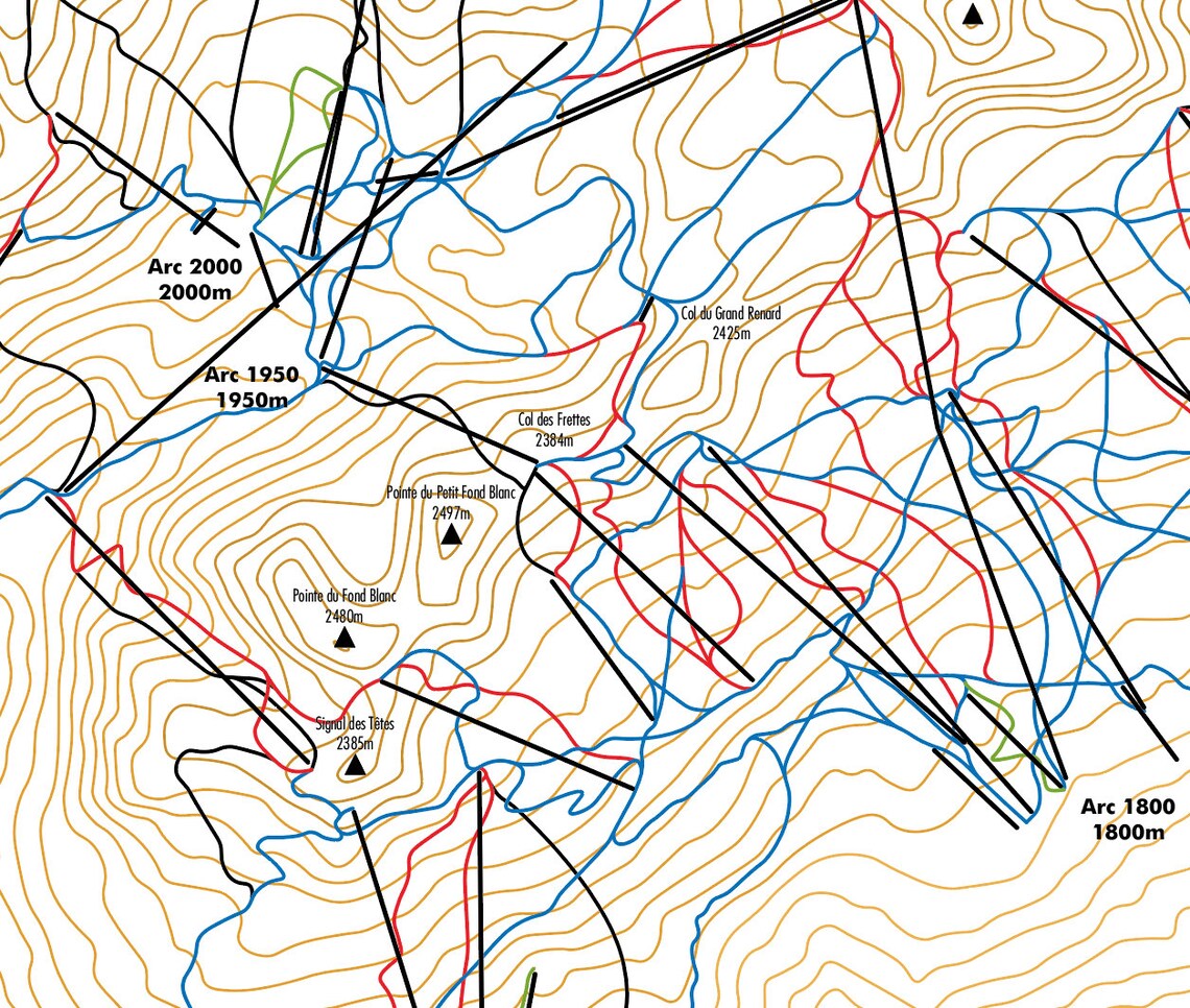 Les Arcs Ski Resort Map Minimalist Poster, Paradiski, French Alps ...