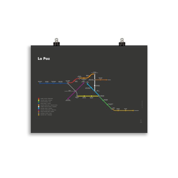 La Paz Gondola-el Teleferico Map Poster white Background | Etsy