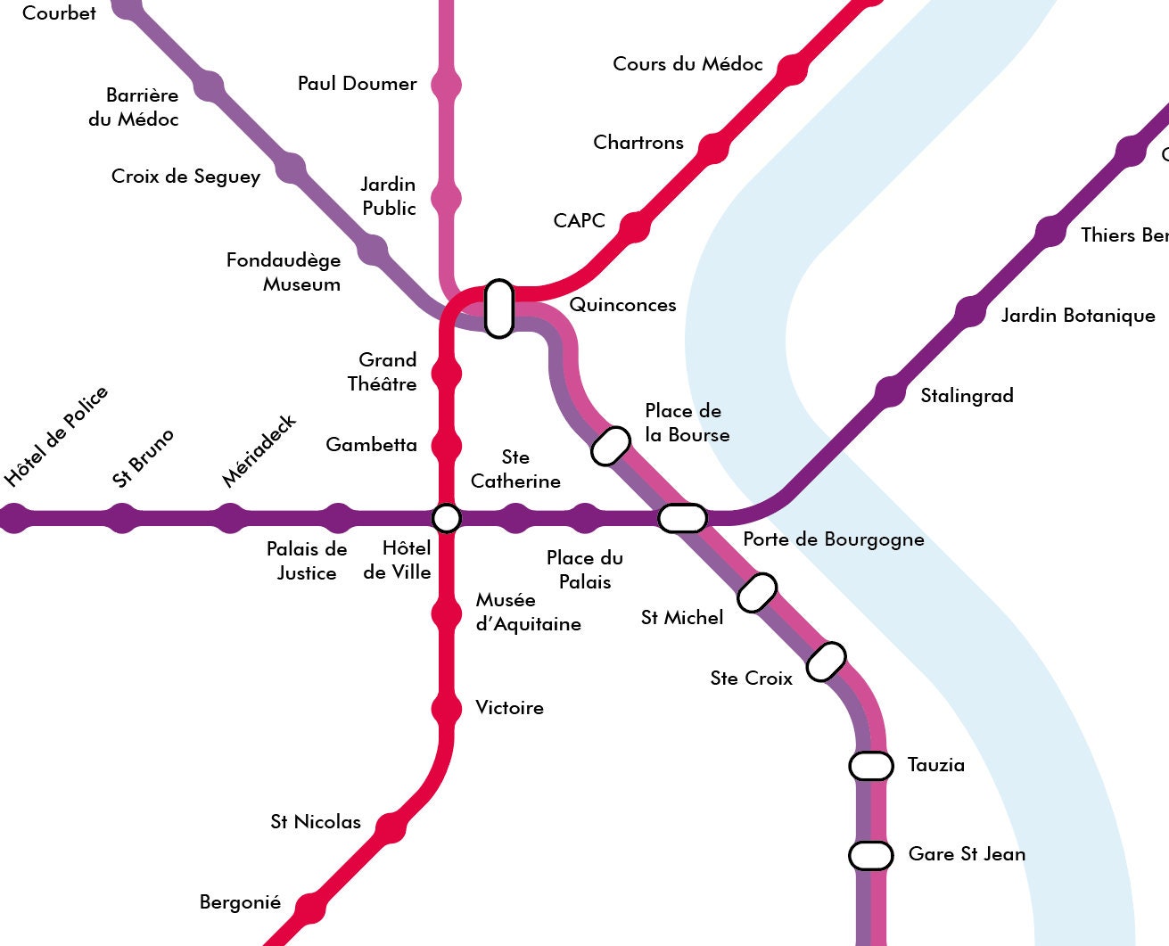 Bordeaux Tramway Map Poster (white Background) | Minimalist Design ...