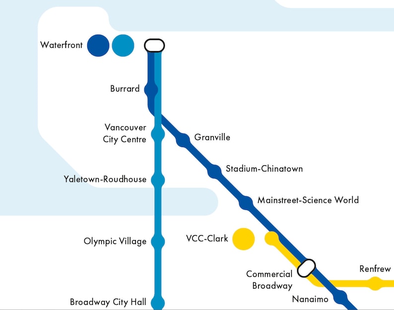 Vancouver Skytrain Map Poster (white Background) | Minimalist Design ...