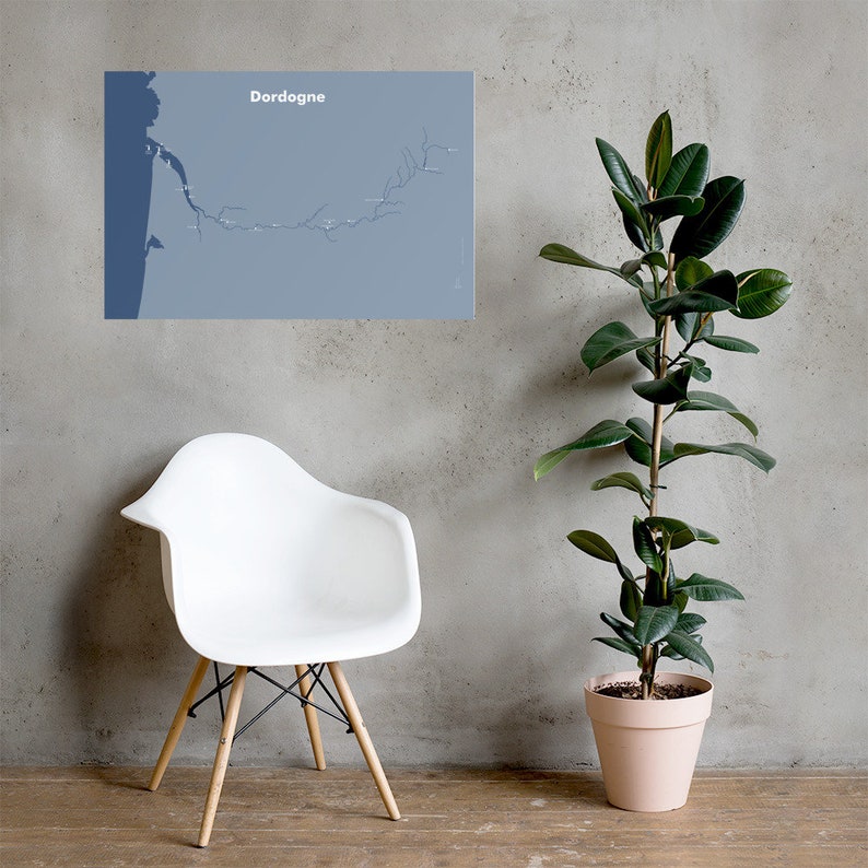 Dordogne River Map Poster | Minimalist Design | River Network | Wall ...