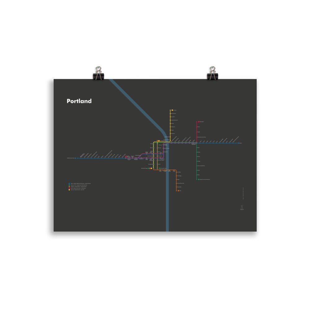 Portland MAX LRT Map Poster (dark Background) | Minimalist Design ...