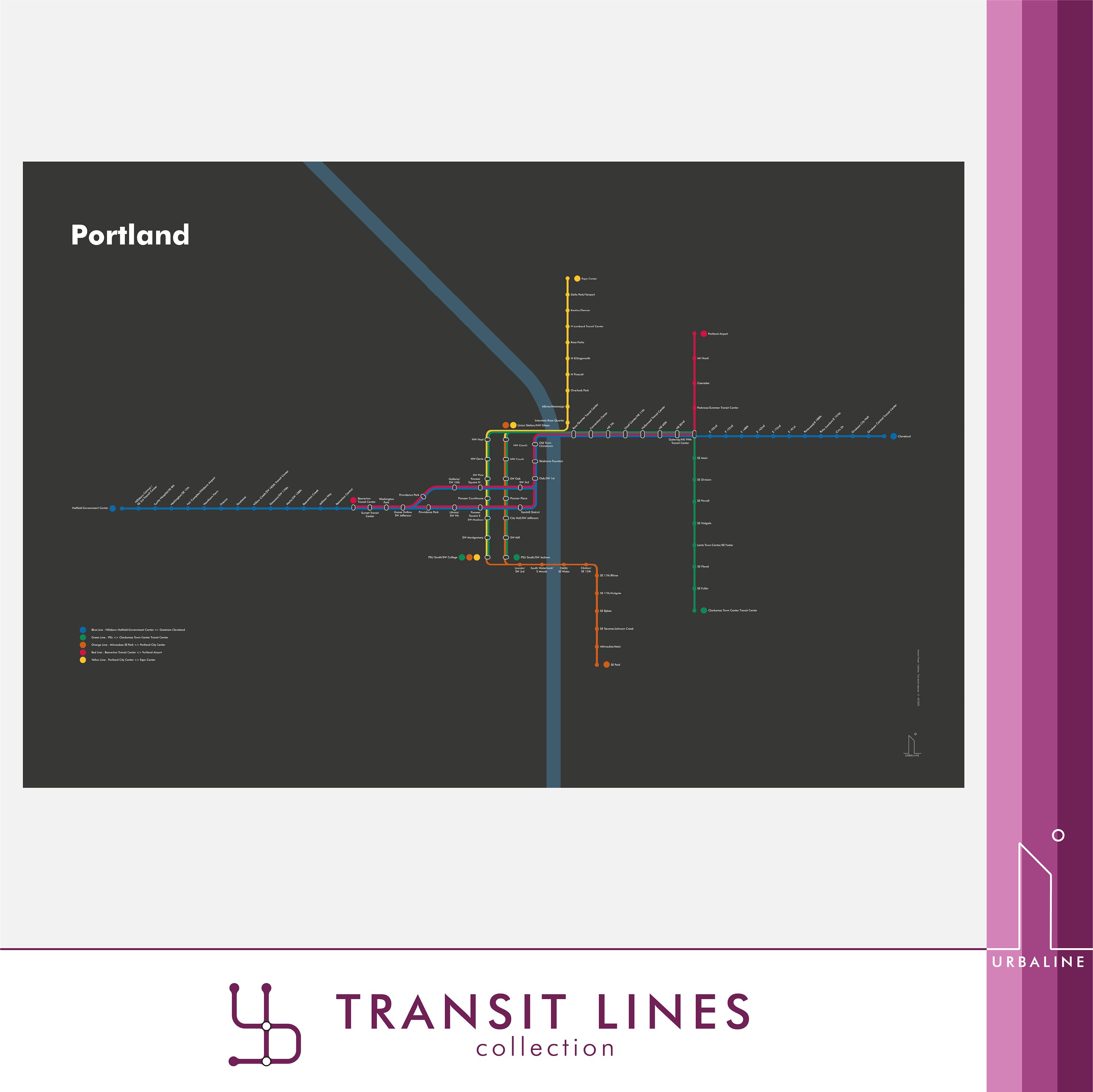 Portland MAX LRT Map Poster (dark Background) | Minimalist Design ...