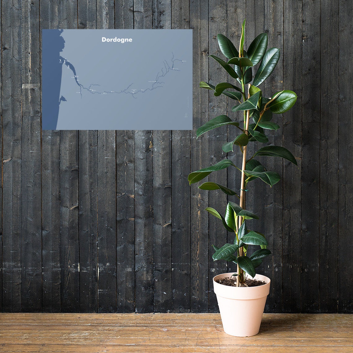 Dordogne River Map Poster | Minimalist Design | River Network | Wall ...