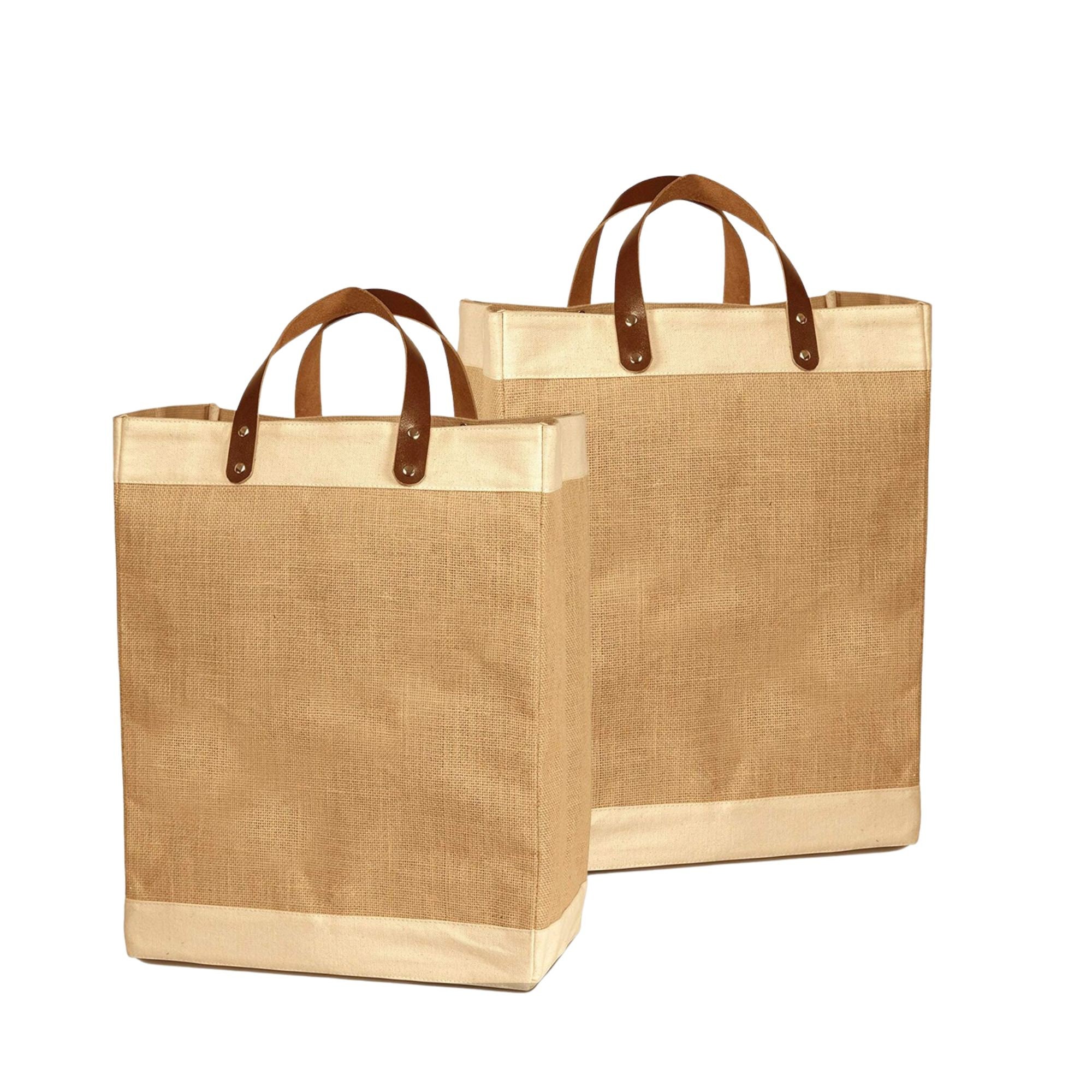 Jute Bag With Leather Handles Premium Quality Natural Stylish Jute Bags ...
