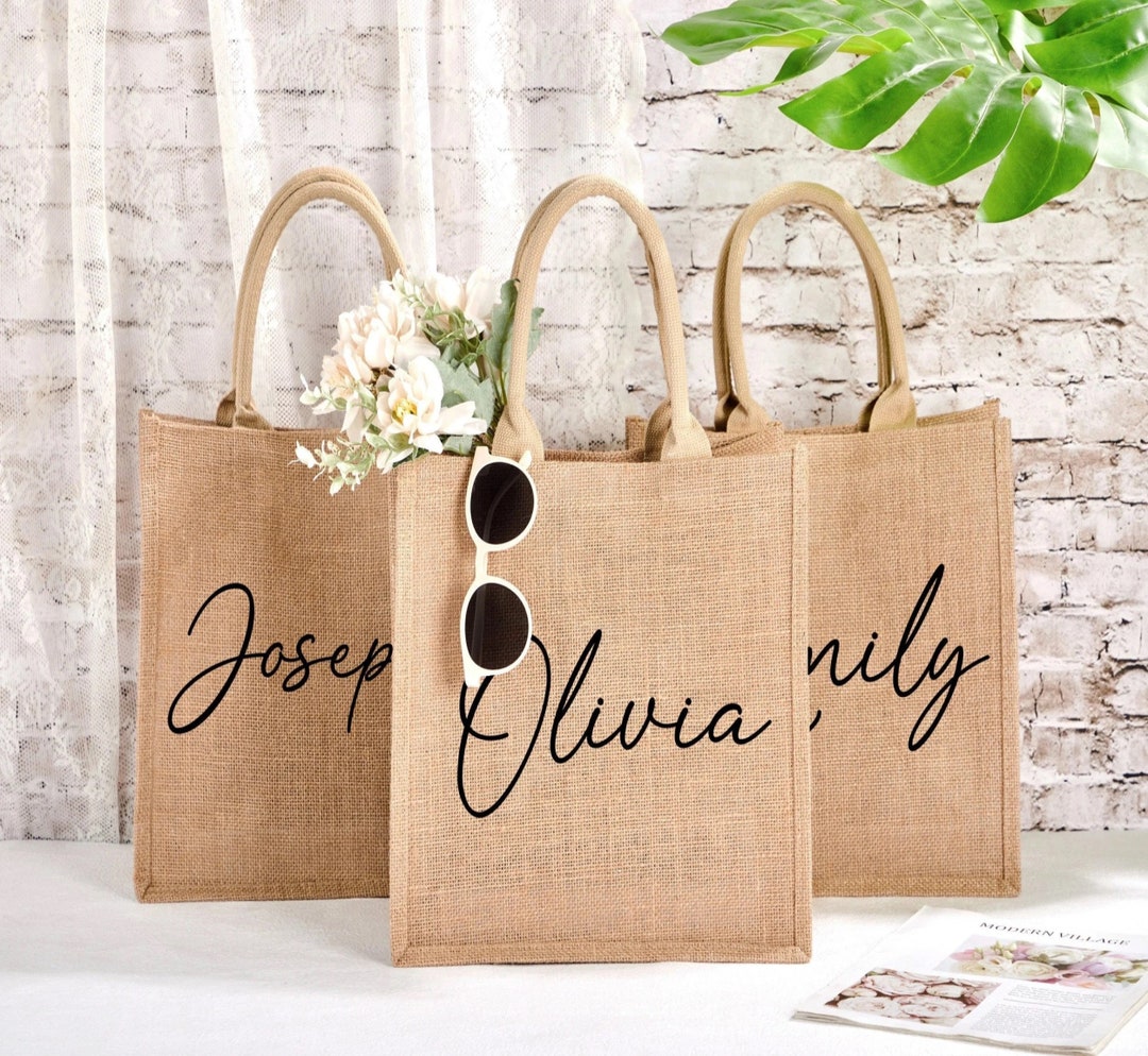 Personalized Jute Tote Bag Made With 100% Natural Jute Small Bags ...