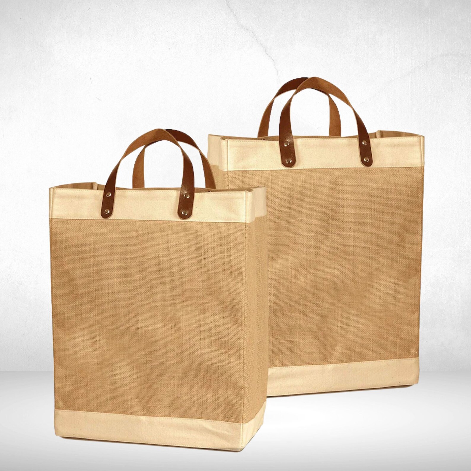 Jute Bag With Stylish Leather Handles Natural, Durable, and ...