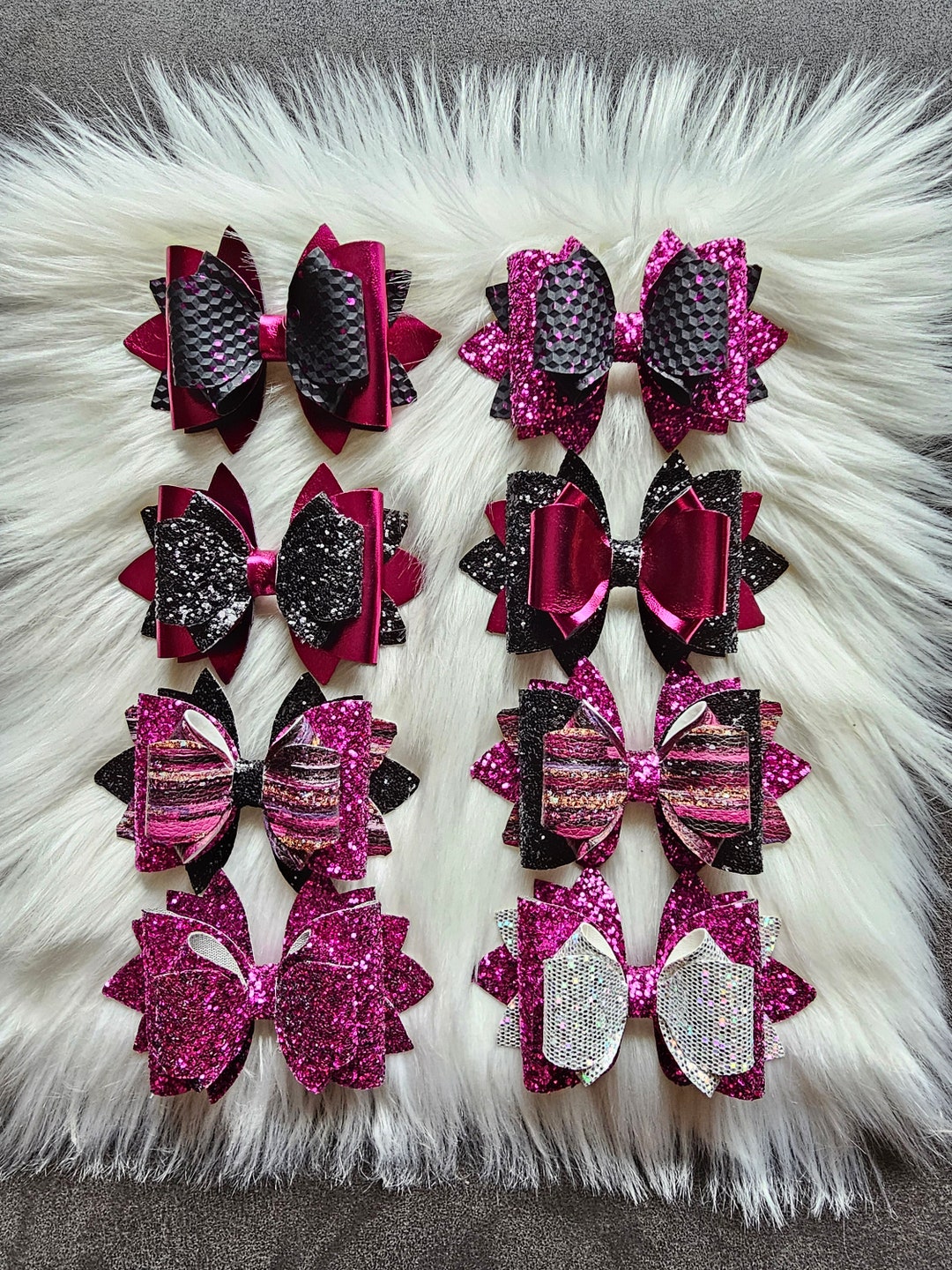 Fuschia Bow Straw Toppers - Etsy
