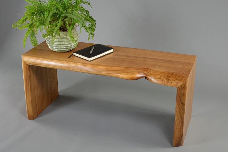 Elm Wiggle Live Edge Bench - Etsy
