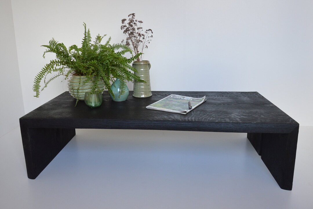 Scorched Black Coffee Table With Live Edge, "folded", Brushed and ...