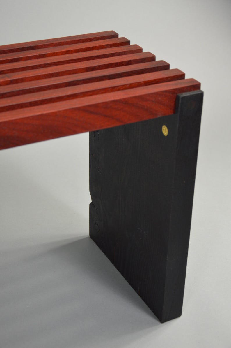 Stylish Slatted Bench From Scorched Oak and Padauk - Etsy