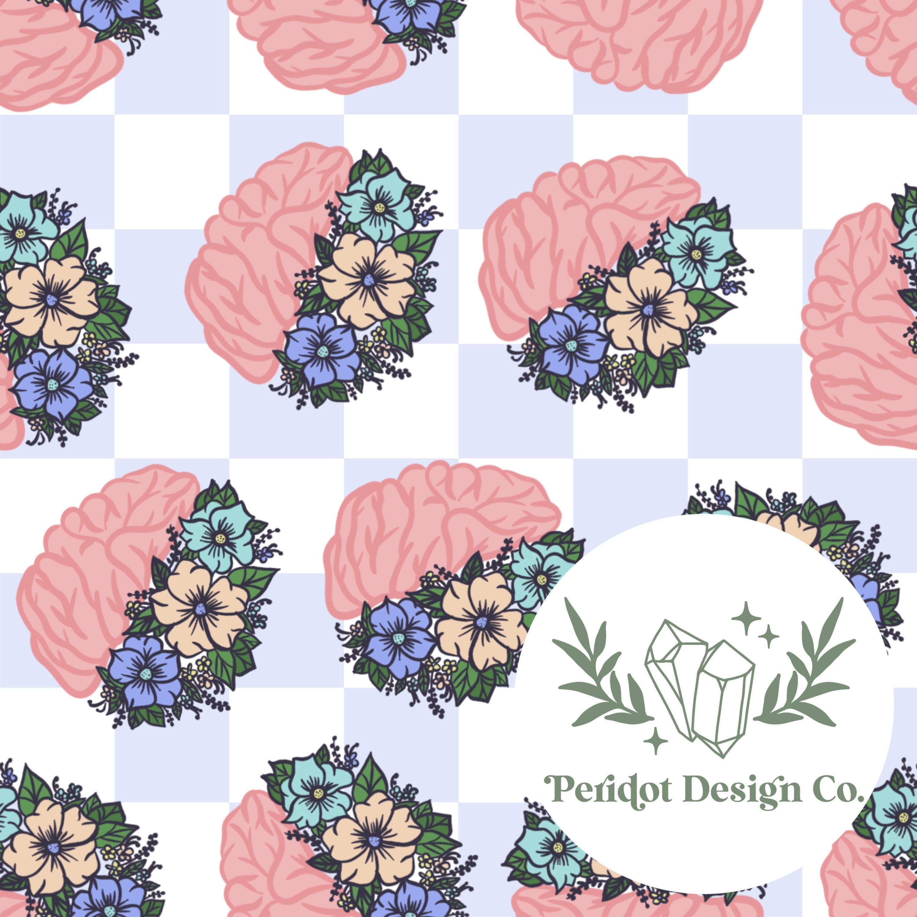 Mental Health Awareness Floral Brain Seamless File for Personal and ...