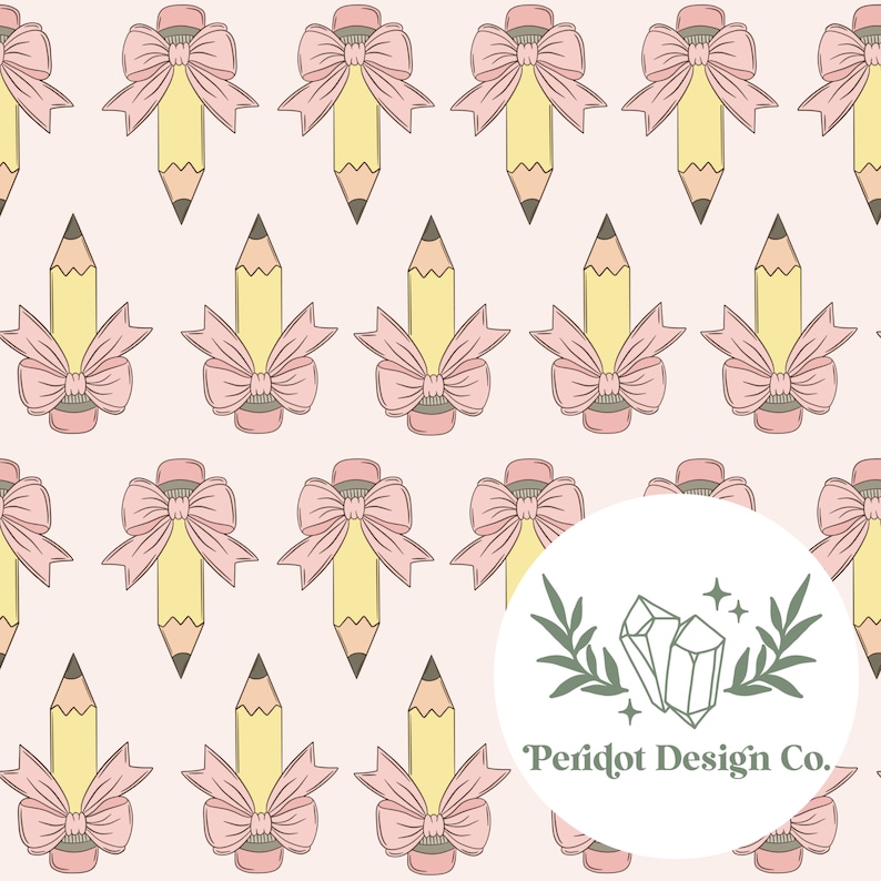 Coquette Pencils With Bows Hand Drawn Light Pink Seamless File for ...