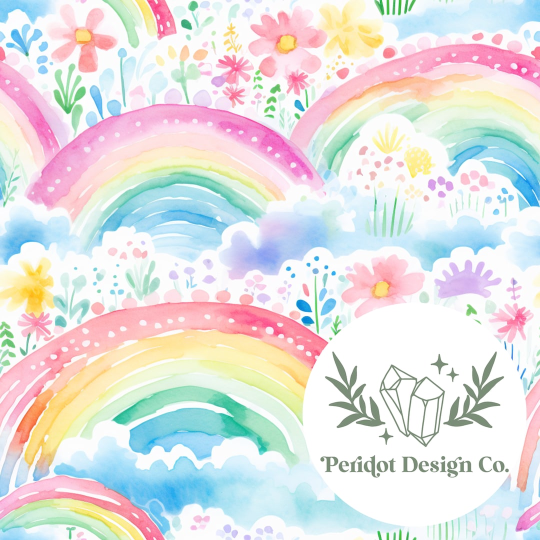 Watercolor Pastel Rainbow Florals Seamless File for Personal and ...