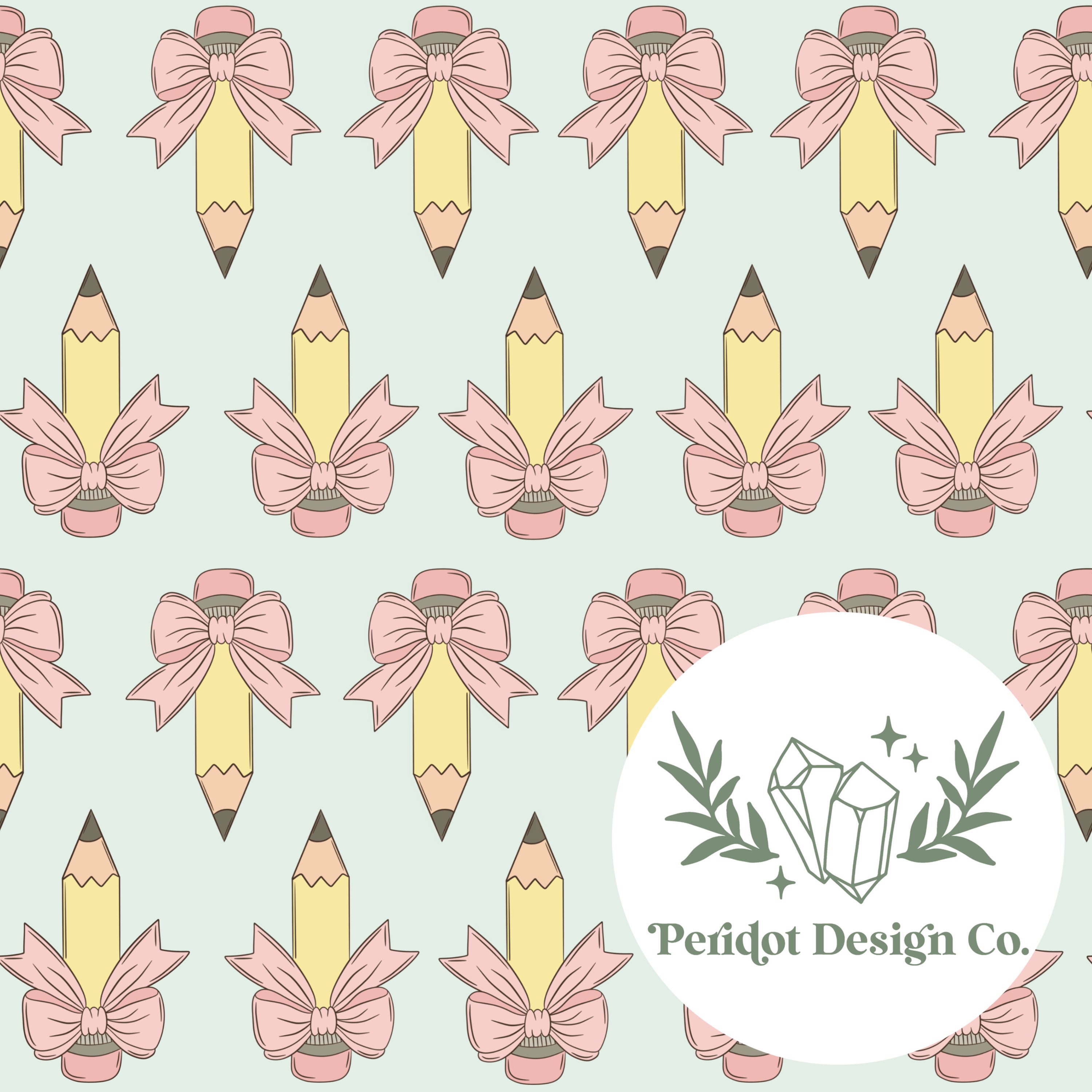 Coquette Pencils With Bows Hand Drawn Light Blue Seamless File for ...