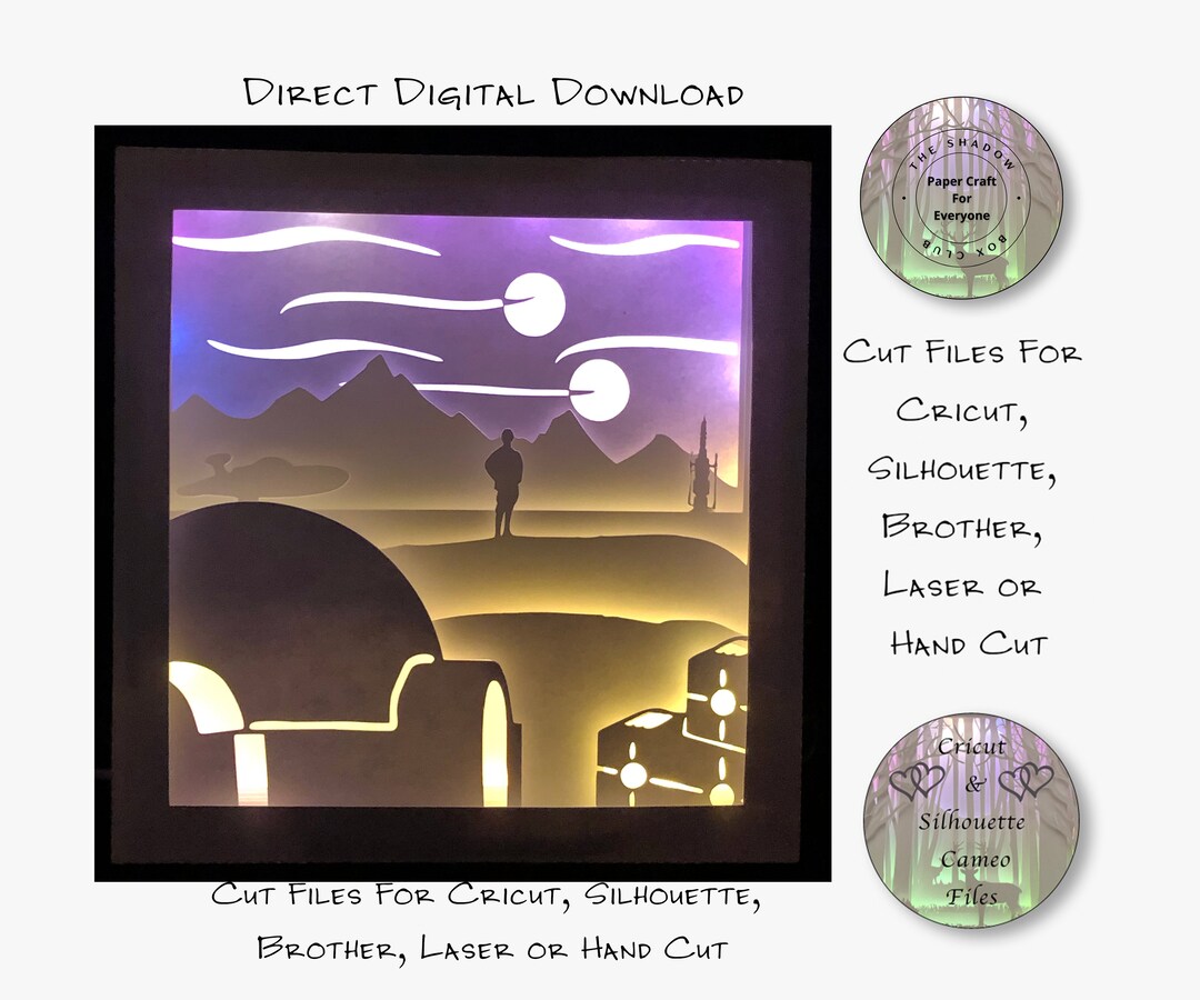 Star 4 Shadow Box, Paper Craft 3D Light up Wars Shadow Box Cutting ...