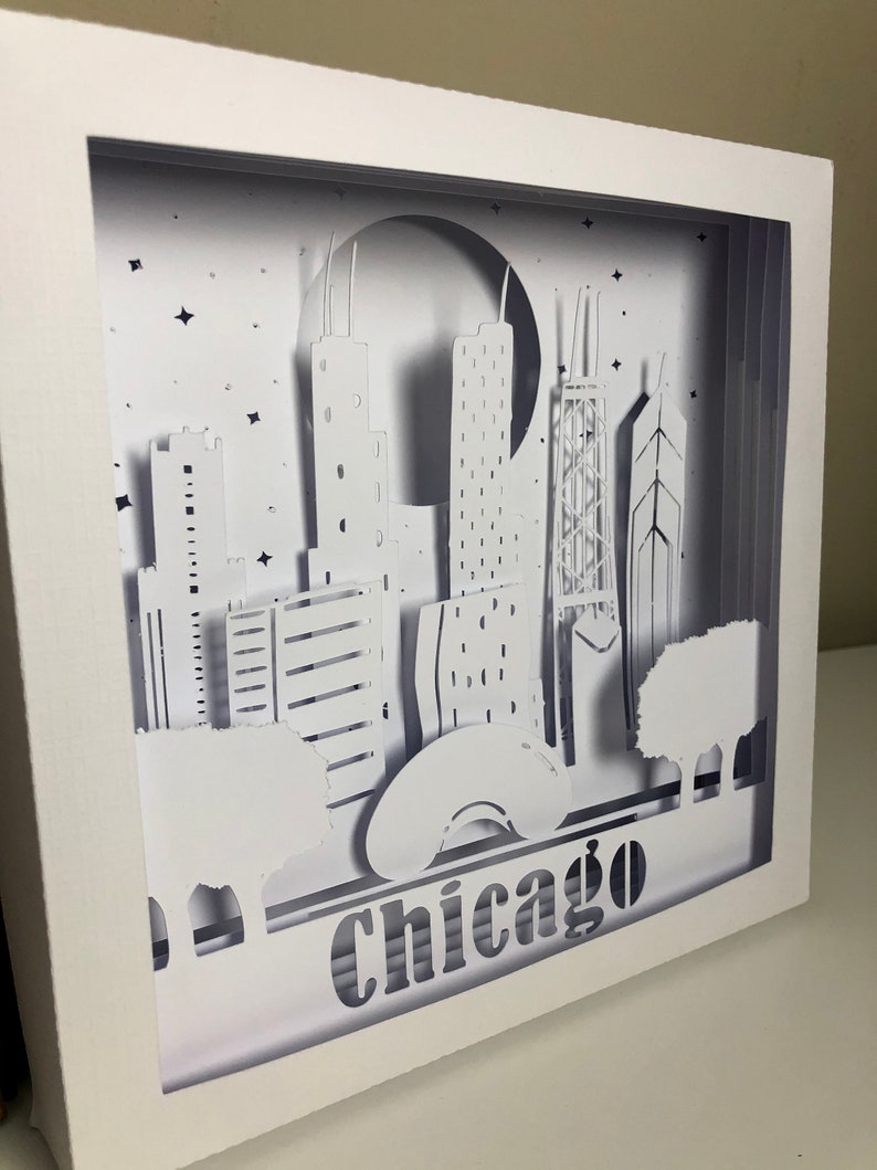 Chicago City Silhouette Shadow Box SVG, Layered Card Stock Cut Files ...