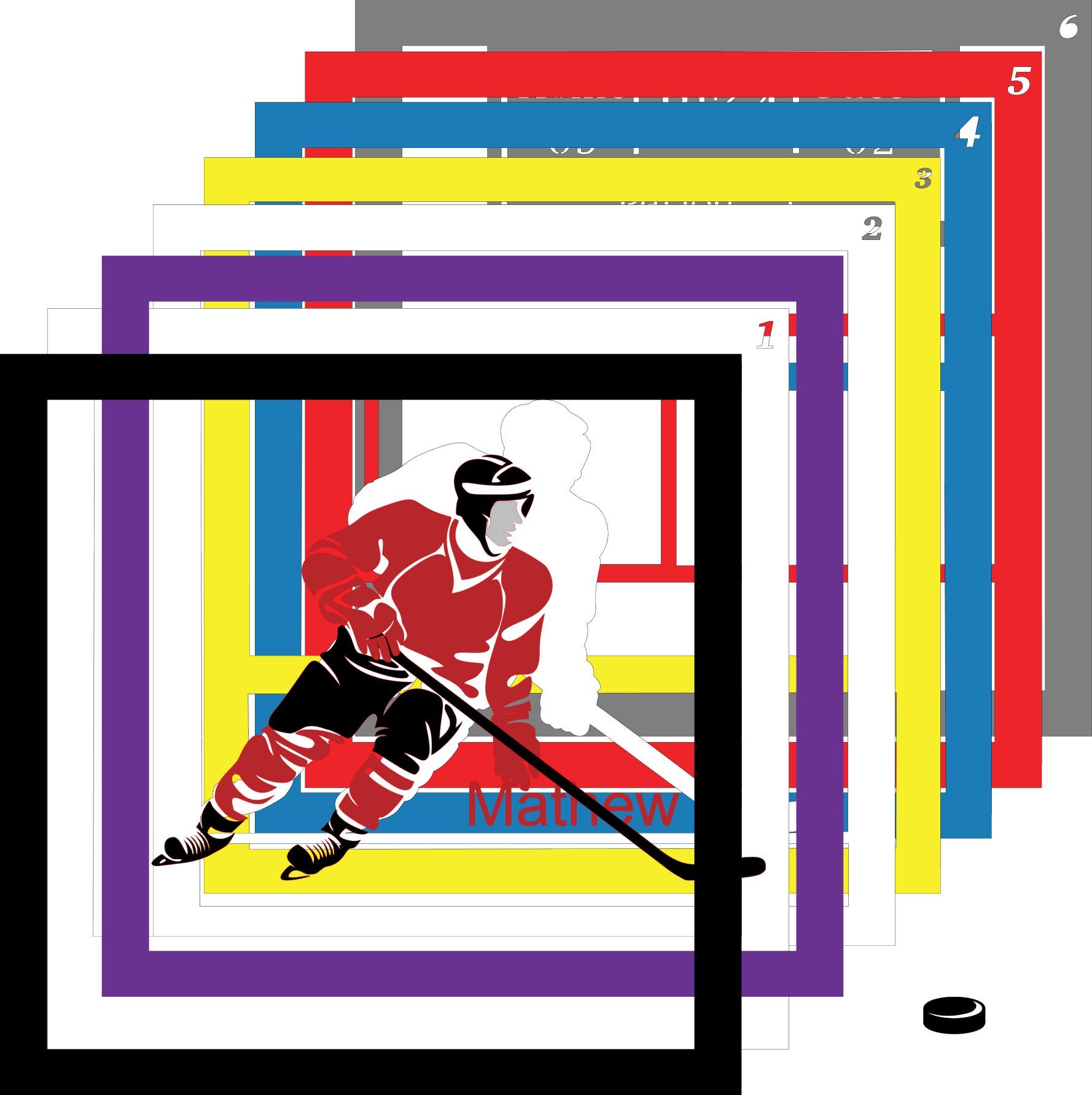 Ice Hockey Shadow Box SVG Coloured Layered Card Stock Cut - Etsy