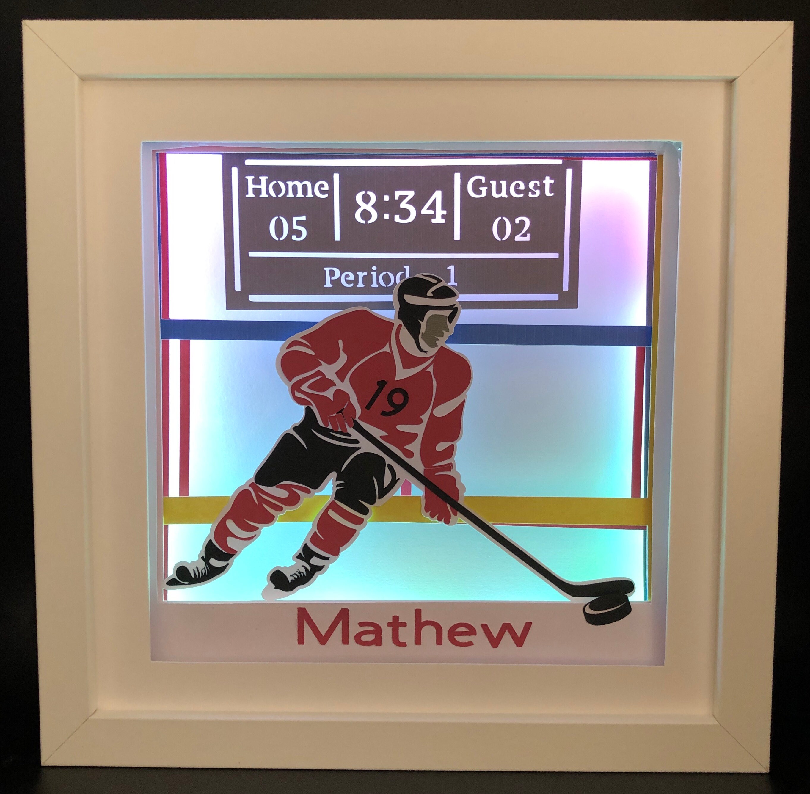 Ice Hockey Shadow Box SVG, Coloured Layered Card Stock Cut Files for ...