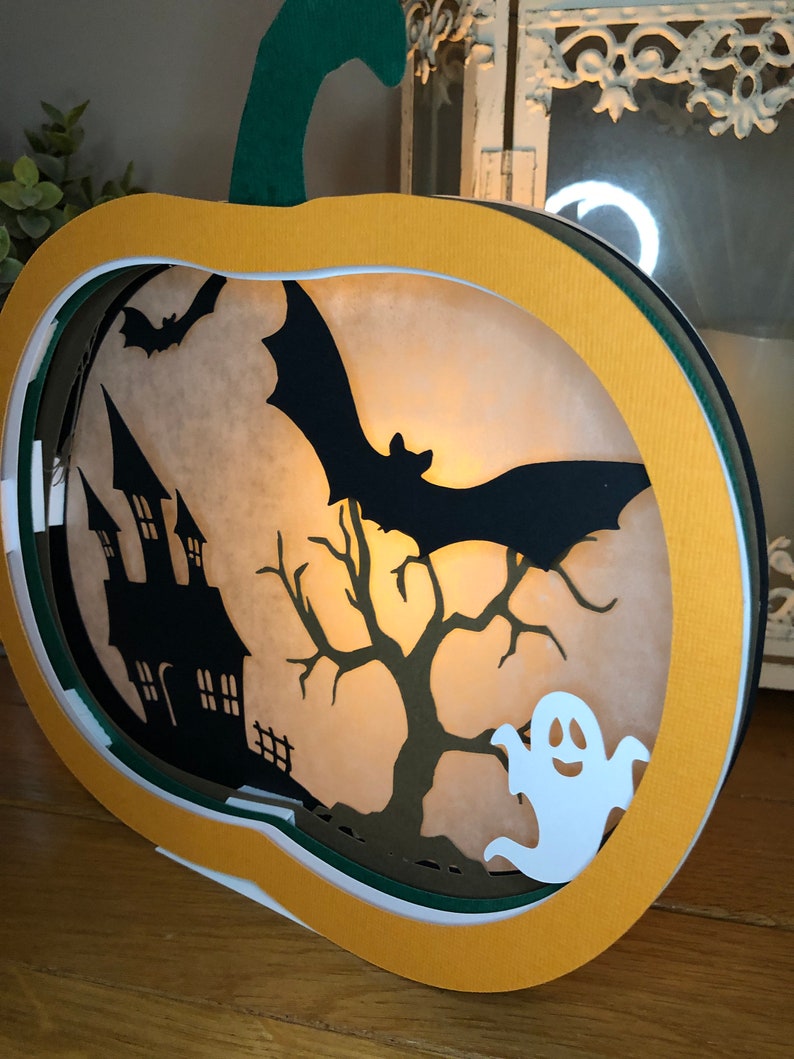Pumpkin Shadow Box SVG, Halloween Lightbox Paper Cut Files (digital ...