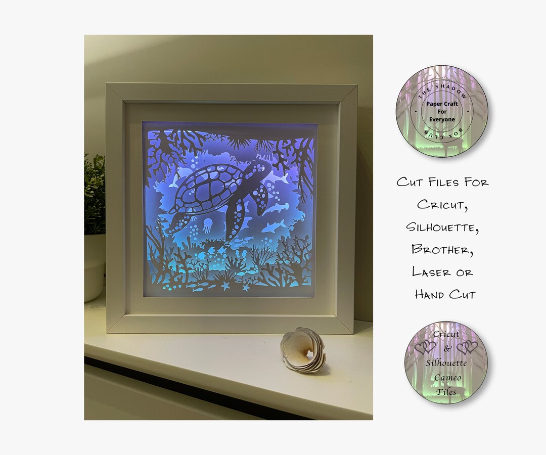 Seascape Turtle Shadow Box SVG, Layered Card Stock Cut Files for Cricut ...
