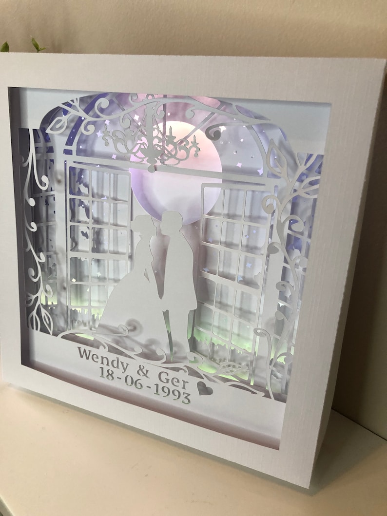 Wedding Shadow Box SVG, Anniversary Lightbox, Paper Cut Template ...