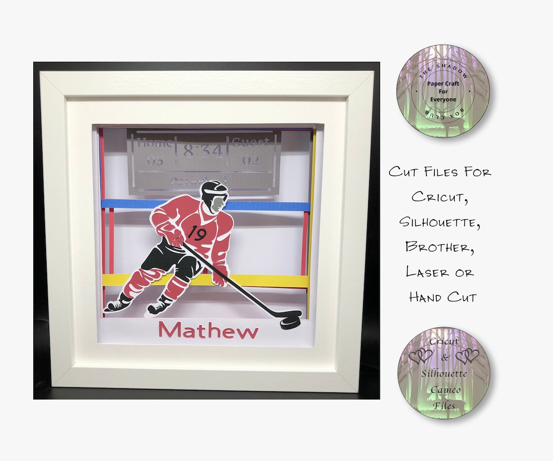 Paper Cut Shadow Box 3D Lightbox SVG PNG Ice Hockey Cricut Silhouette ...