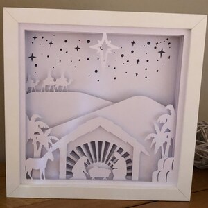 Nativity Shadow Box, Christmas Nativity Shadow Box, Layered Card Stock ...