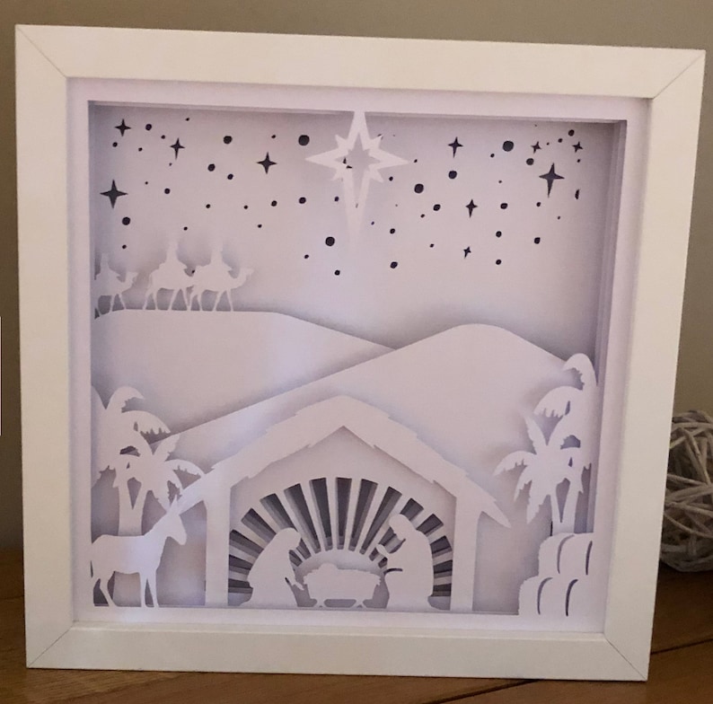 Nativity Shadow Box, Christmas Nativity Shadow Box, Layered Card Stock ...
