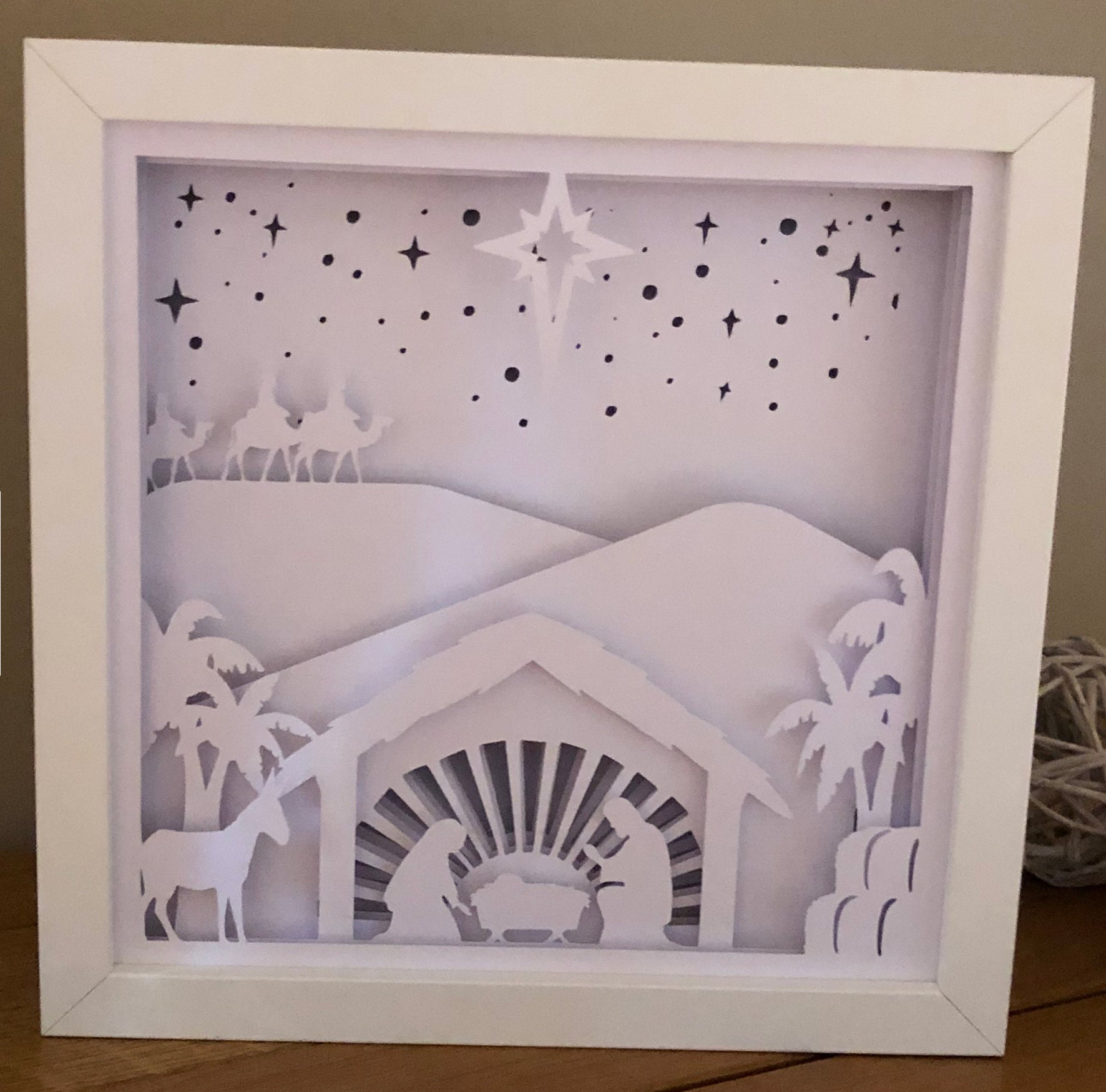 Nativity Shadow Box, Christmas Nativity Shadow Box, Layered Card Stock ...