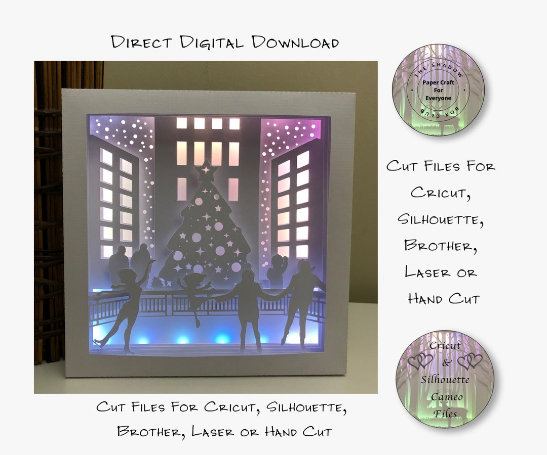 Paper Cut Shadow Box 3D Lightbox SVG PNG Ice Skating Cricut Silhouette ...
