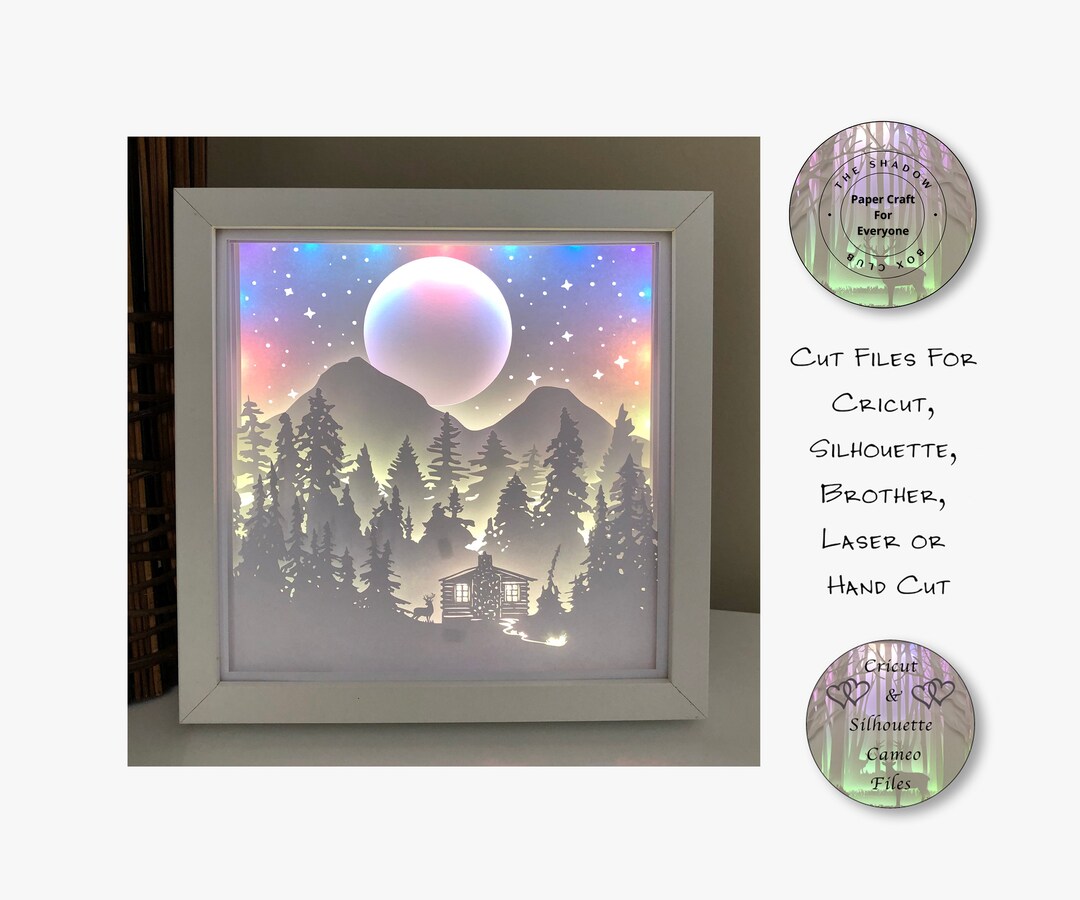 Mountain Cabin Paper Cut Lightbox Template, 3D Shadow Box (SVG, PNG) - Etsy