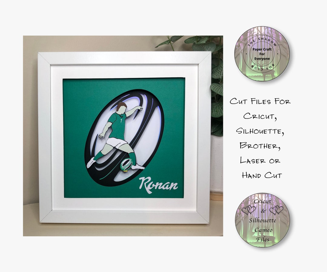 Paper Cut Shadow Box 3D Lightbox SVG PNG Rugby Player Cricut Silhouette ...
