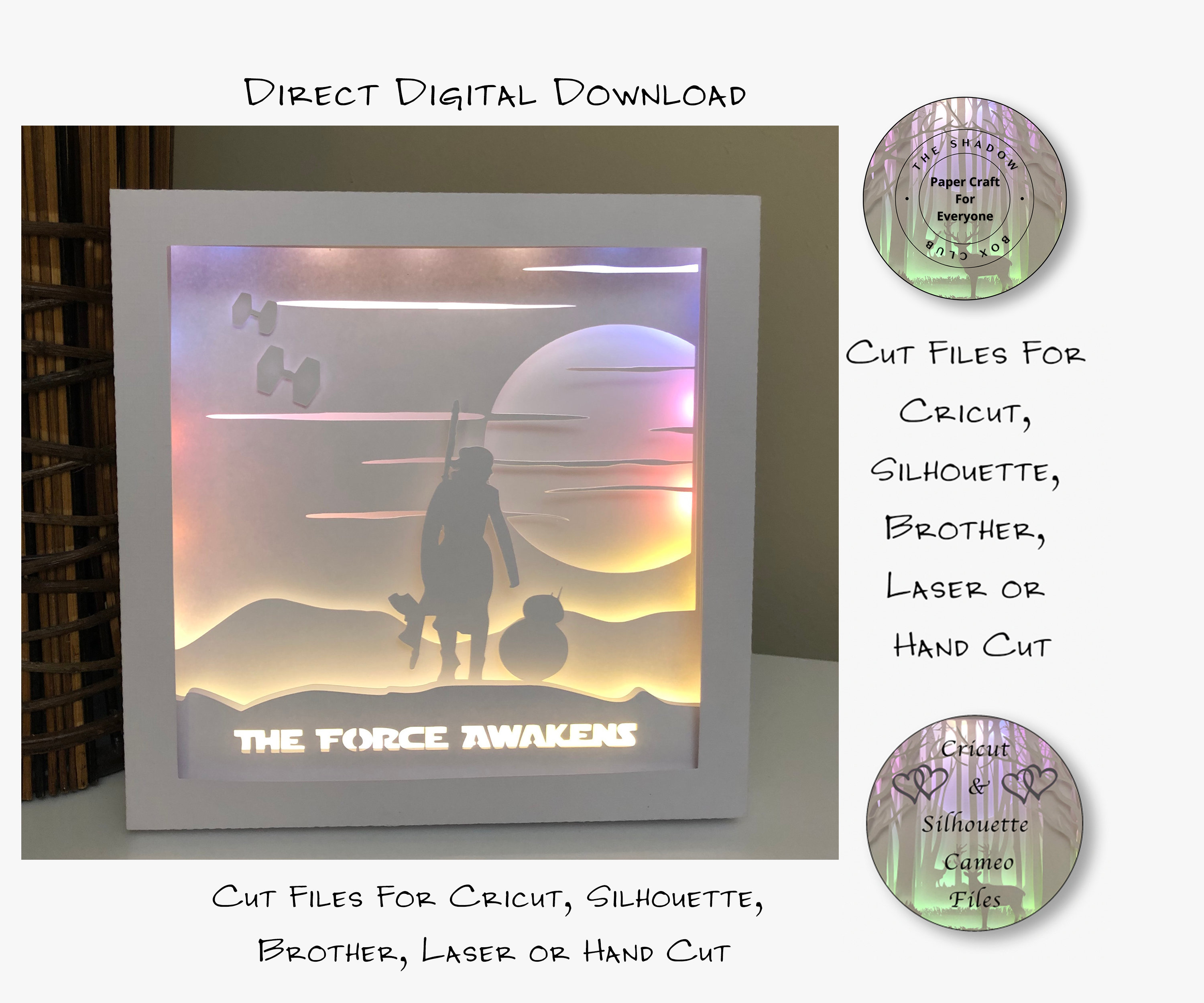 Star 7 Shadow Box, Paper Craft 3D Light up Wars Shadow Box Cutting ...