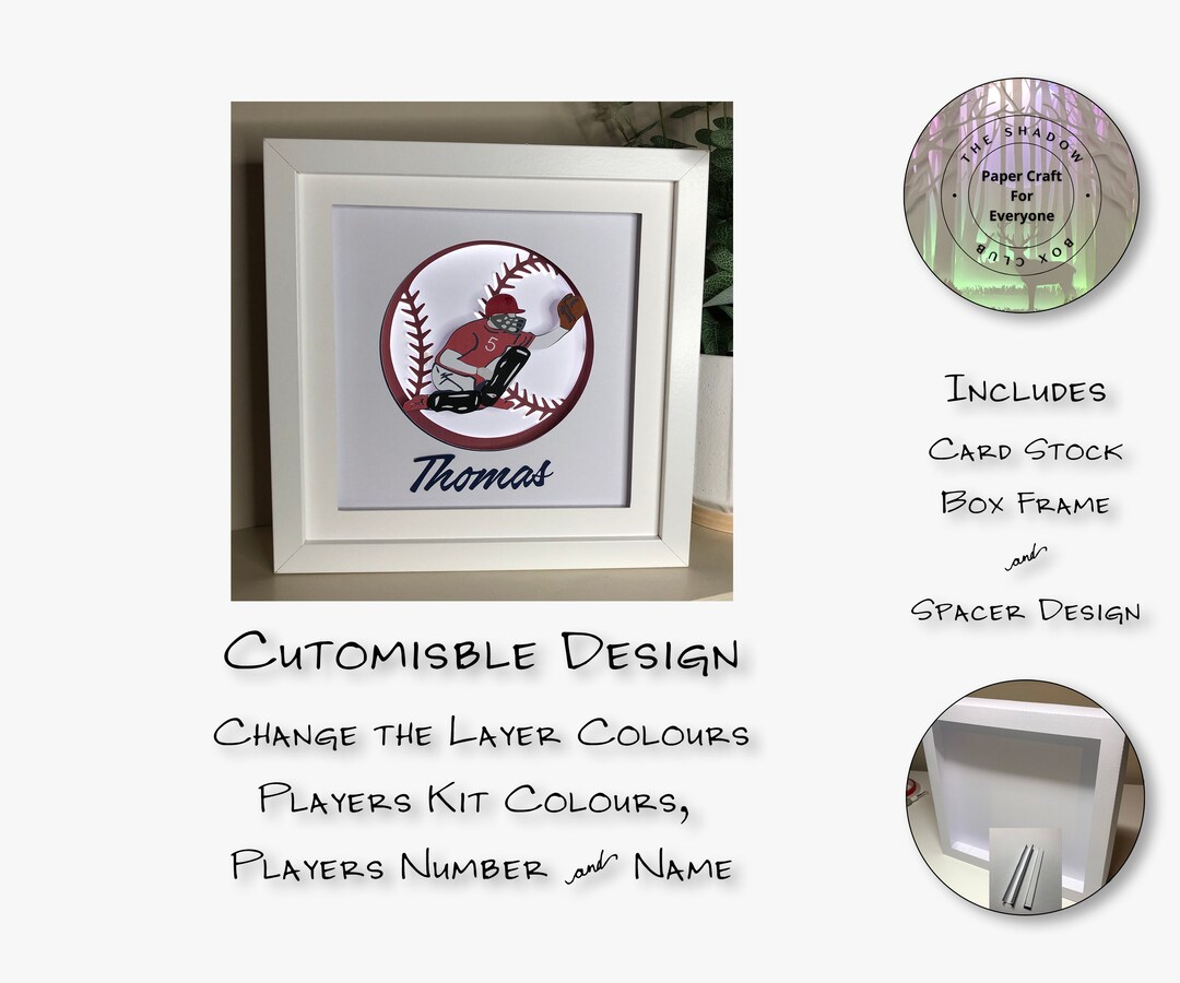 Baseball Player Customisable Shadow Box SVG Coloured Layered - Etsy