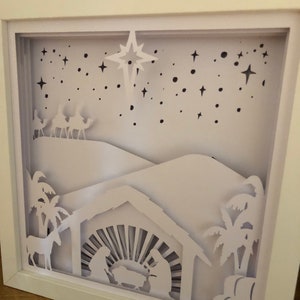 Nativity Shadow Box, Christmas Nativity Shadow Box, Layered Card Stock ...