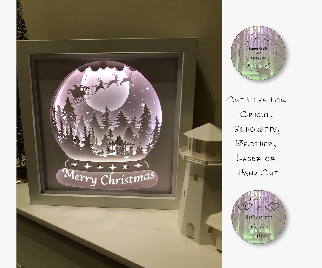 Santa Shadow Box, Christmas Lightbox, Winter Layered Card Stock Forest ...