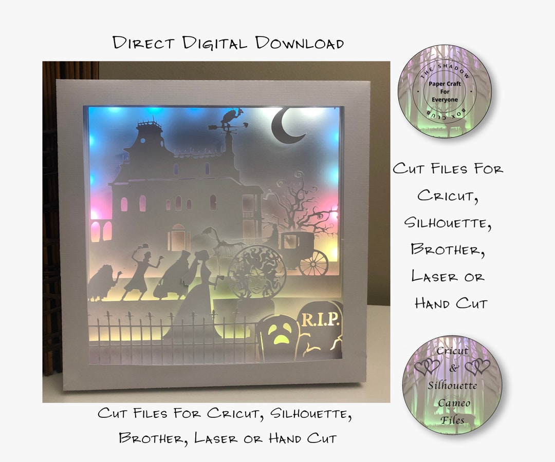 Haunted House Paper Cut Lightbox SVG, Cricut, Silhouette (digital ...
