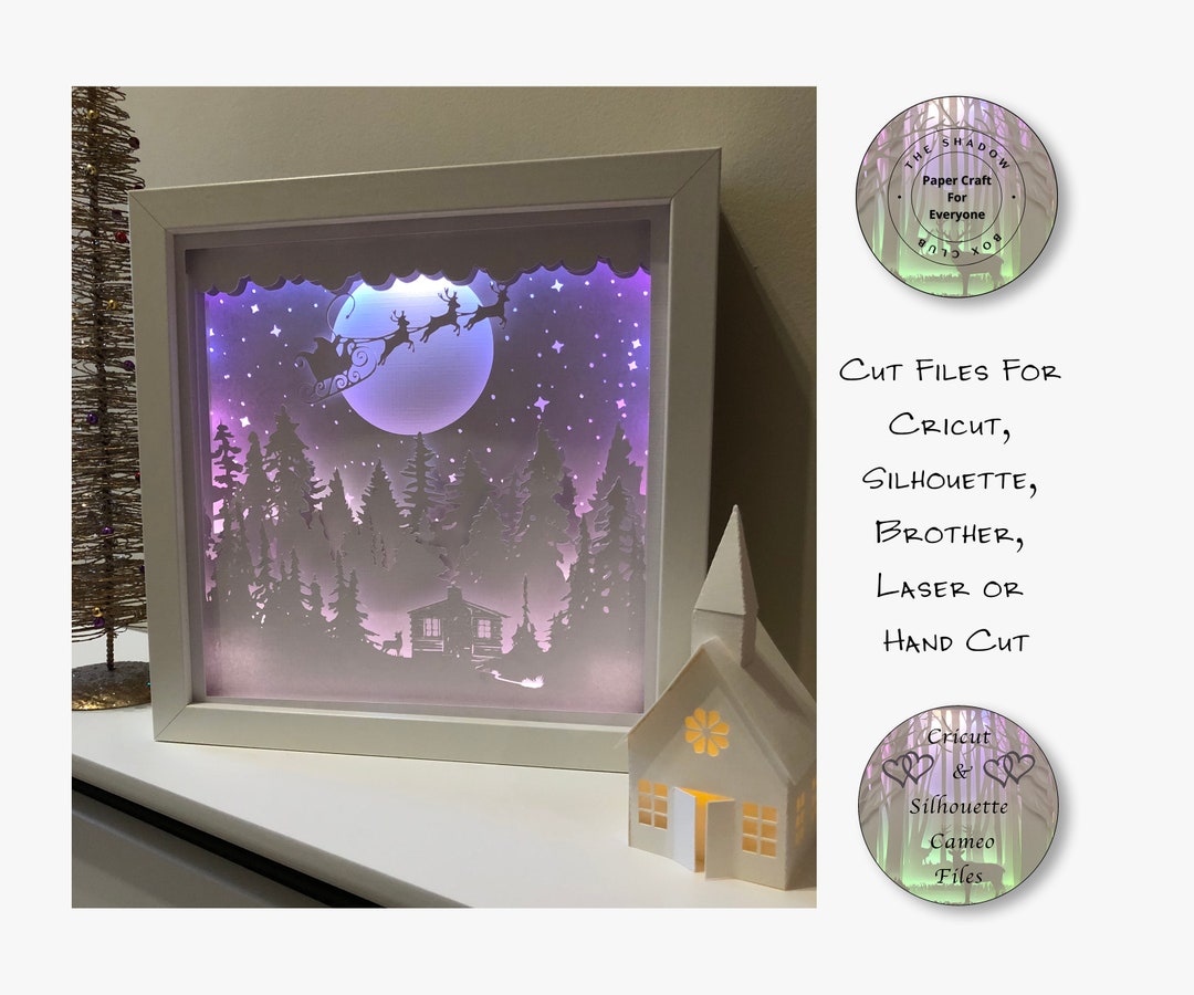 Paper Cut Shadow Box 3D Lightbox SVG PNG Santa Cricut Silhouette Hand ...