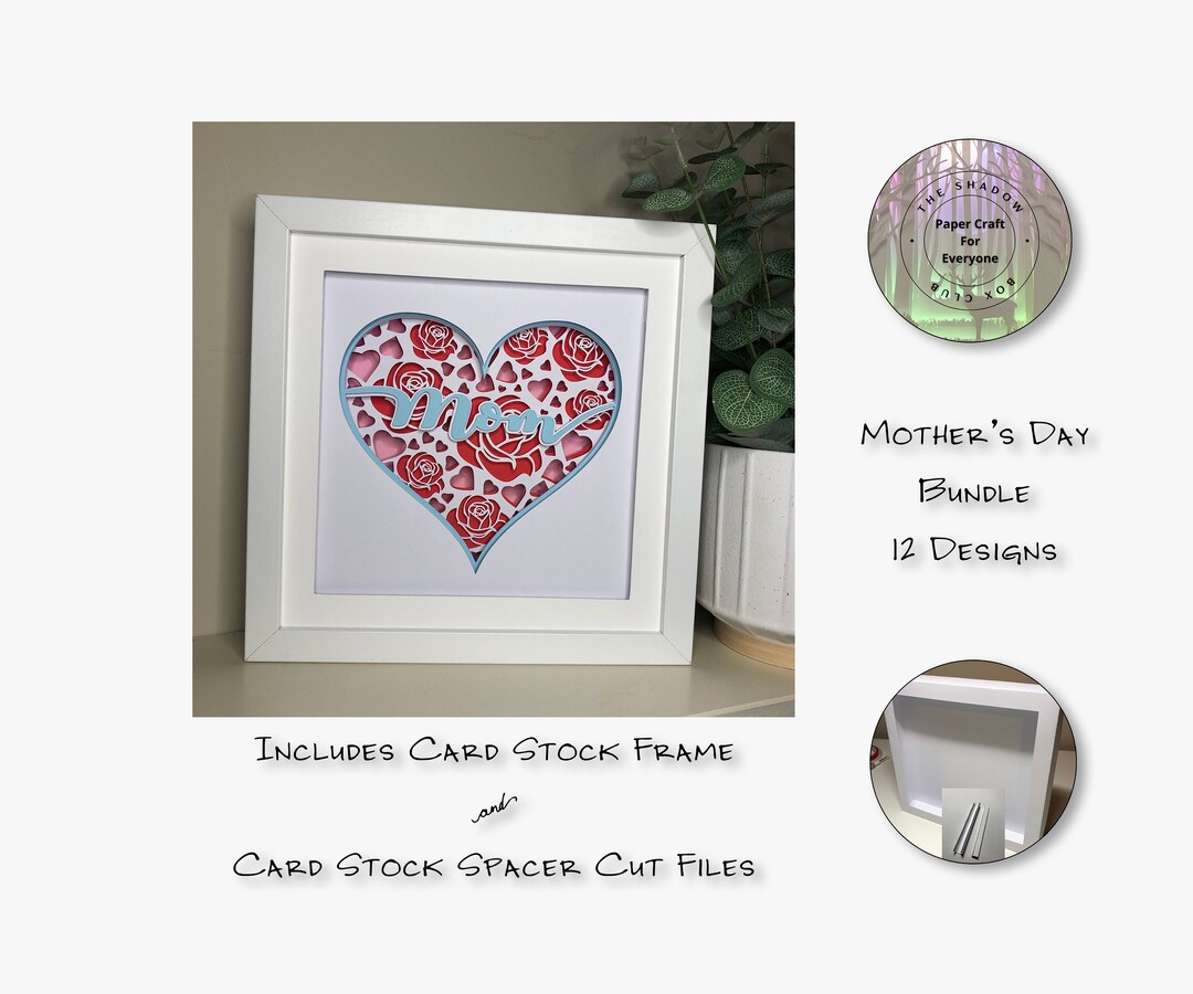 Mother's Day Shadow Box SVG Bundle, Layered Paper Cut Files (digital ...