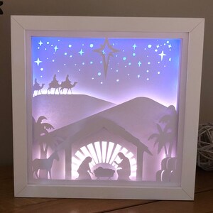 Nativity Shadow Box, Christmas Nativity Shadow Box, Layered Card Stock ...