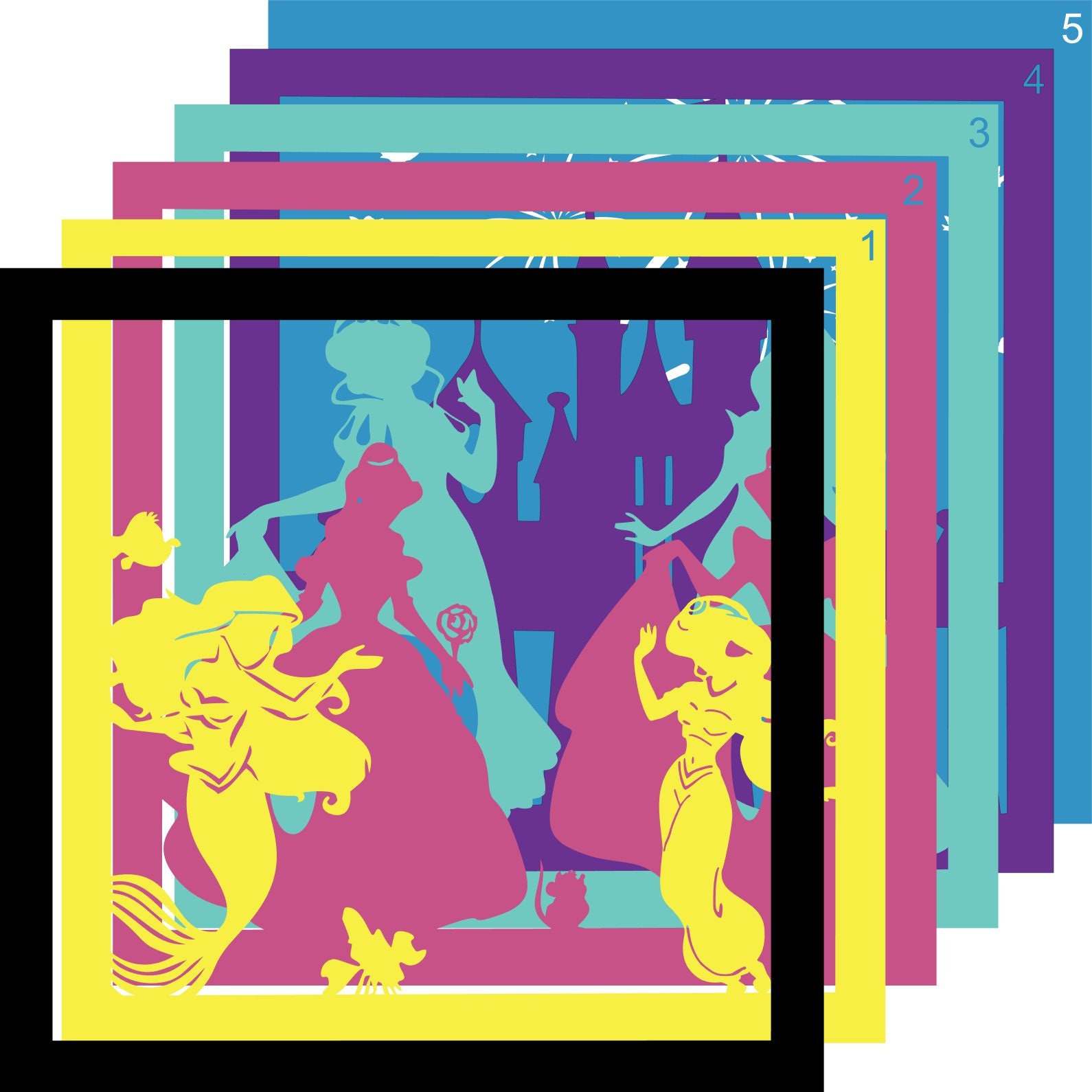 Princess Shadow Box SVG Layered Card Stock Cut Files for - Etsy Australia