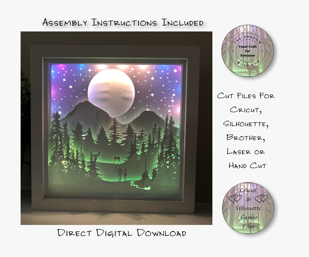 Paper Cut Shadow Box 3D Lightbox SVG PNG Mountain Forest Walk Cricut ...