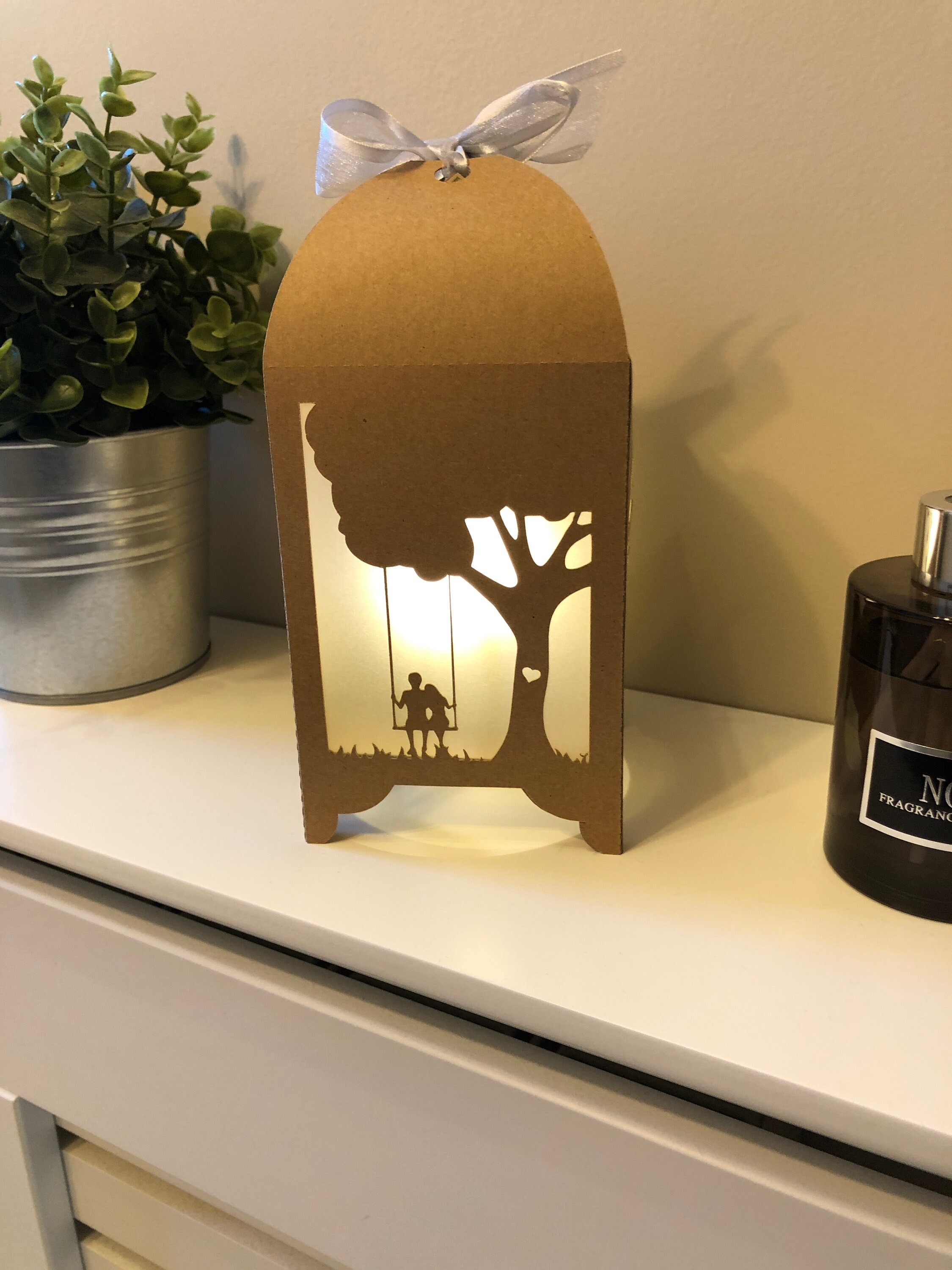 Couple on a Swing Paper Lantern Shadow Box Template Paper - Etsy