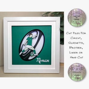 Paper Cut Shadow Box 3D Lightbox SVG PNG Rugby Player Cricut Silhouette ...