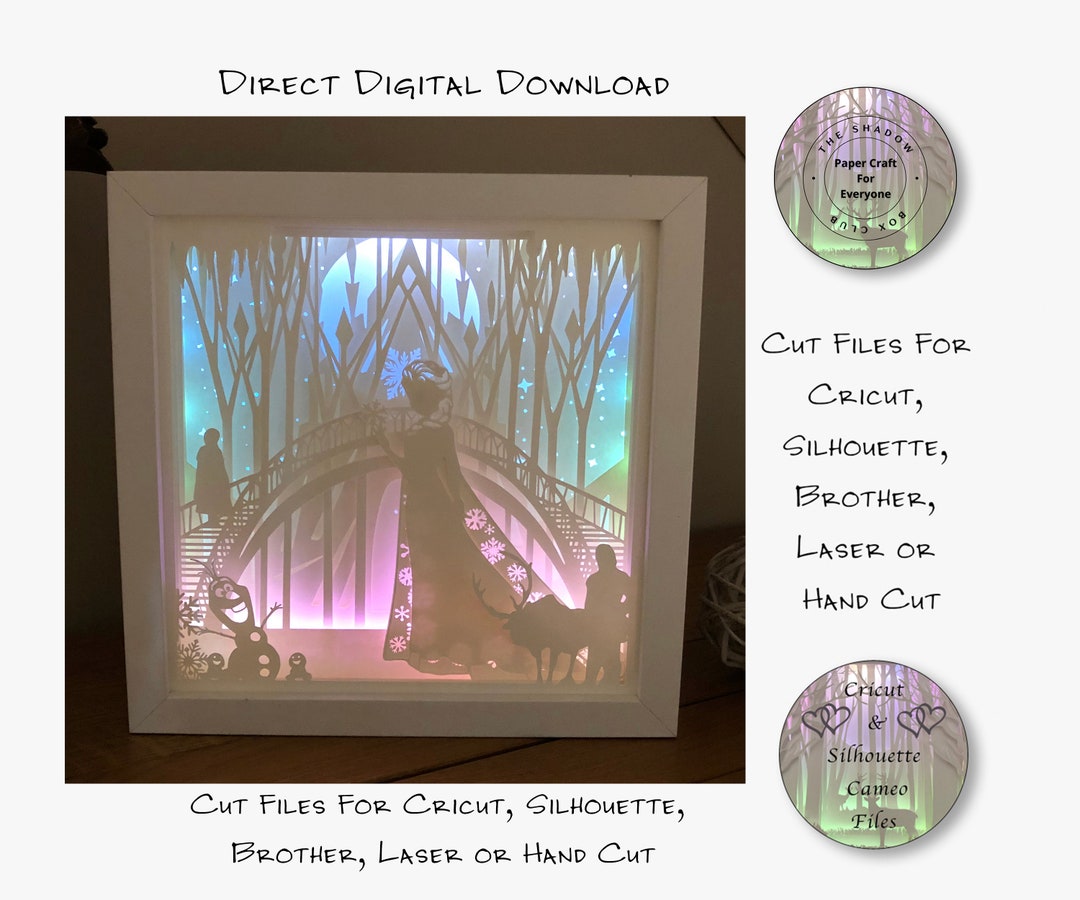 Paper Cut Shadow Box 3D Lightbox SVG PNG Ice Princess Cricut Silhouette ...