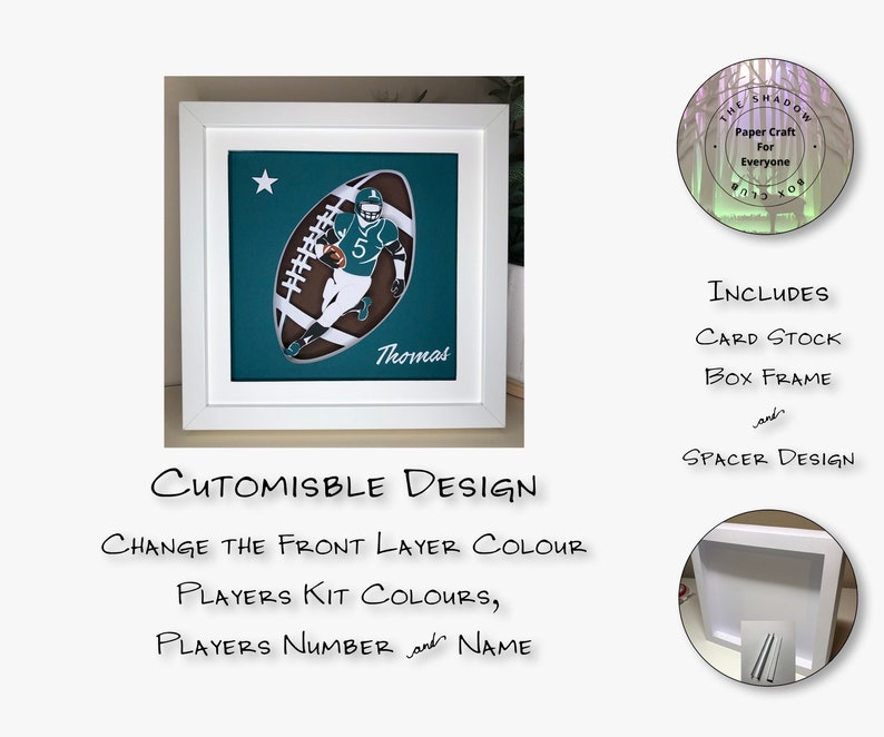 American Football Shadow Box SVG Coloured Layered Card Stock - Etsy
